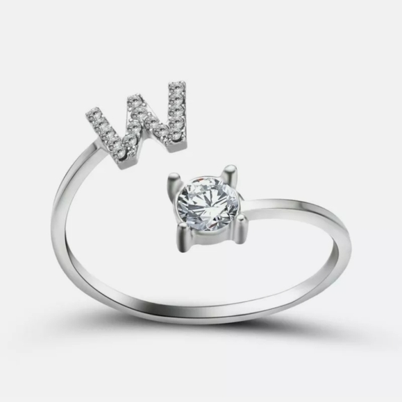 Jewelry | New Crystal Letter W Open Finger Silver Ring | Poshmark
